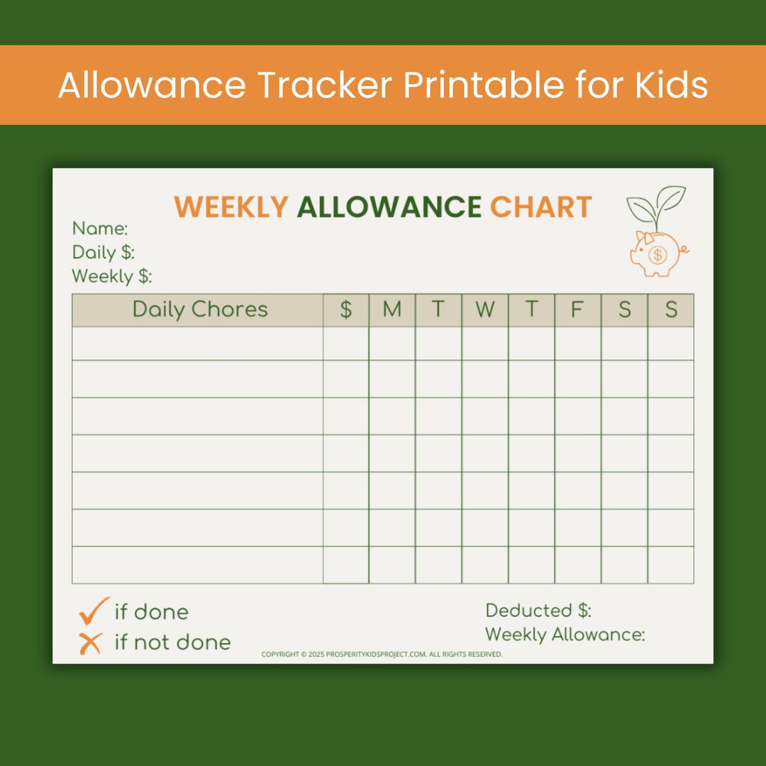 Allowance Tracker for Kids | Kids Chore Printable | Digital Allowance ...