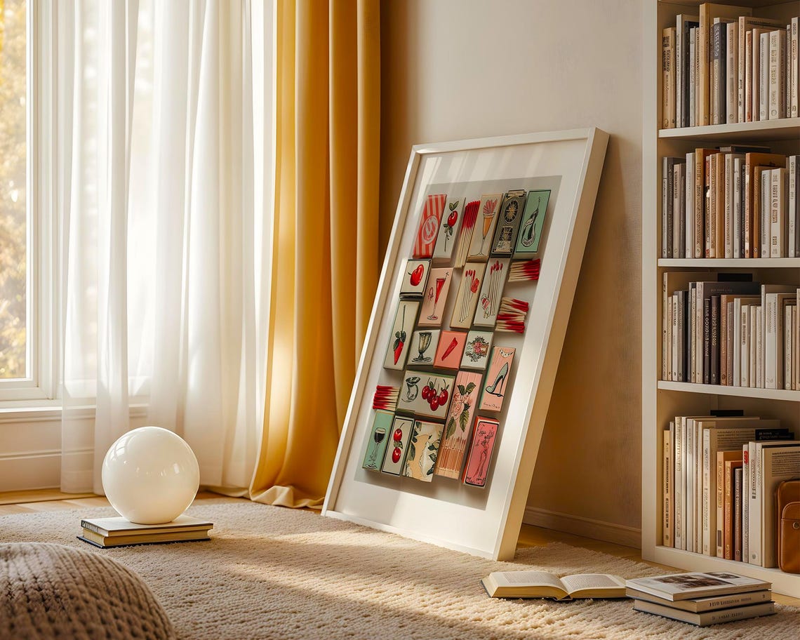 Vintage Matchbox Print, Retro Chic Poster, Trendy Kitchen Wall Art ...
