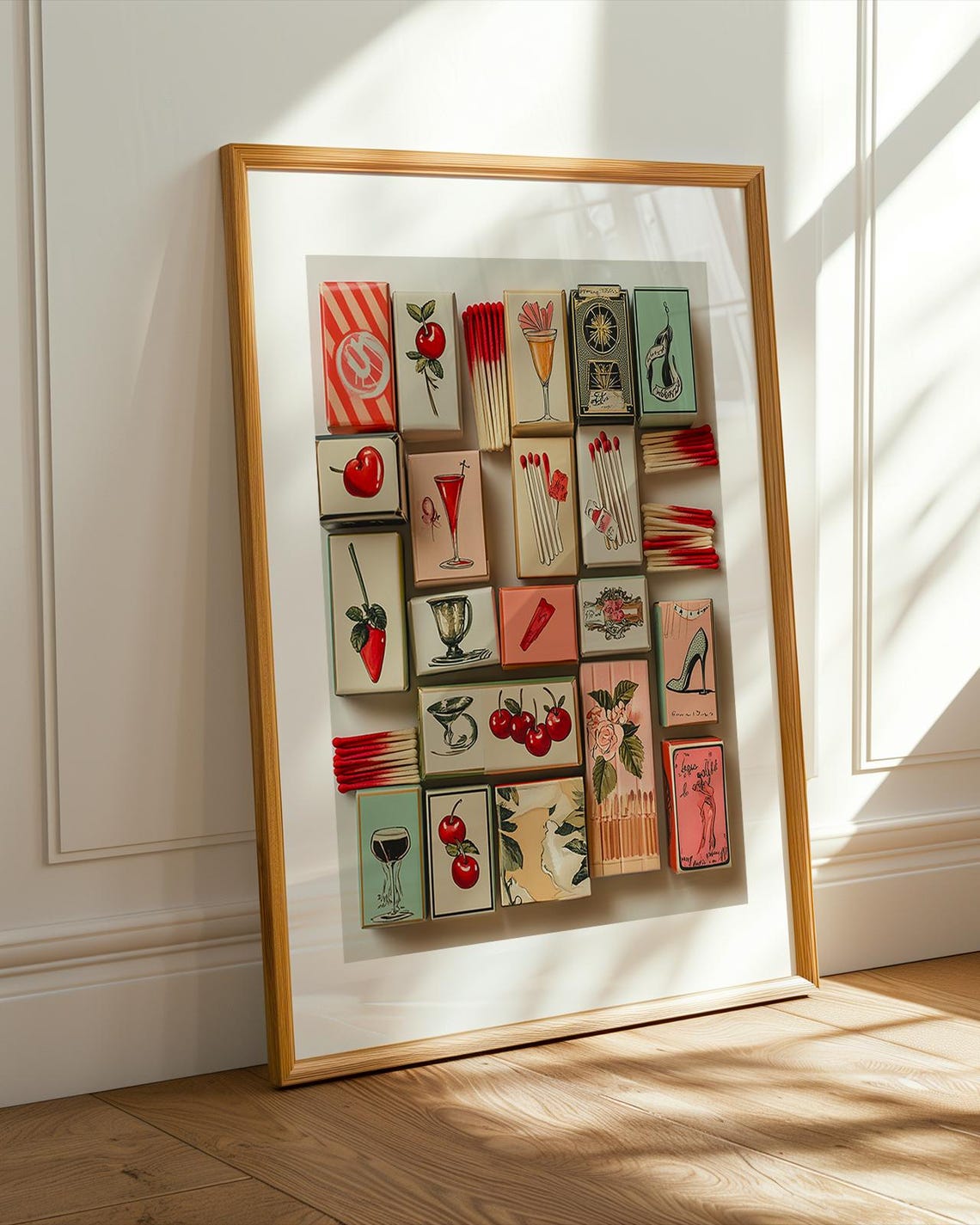 Vintage Matchbox Print, Retro Chic Poster, Trendy Kitchen Wall Art ...