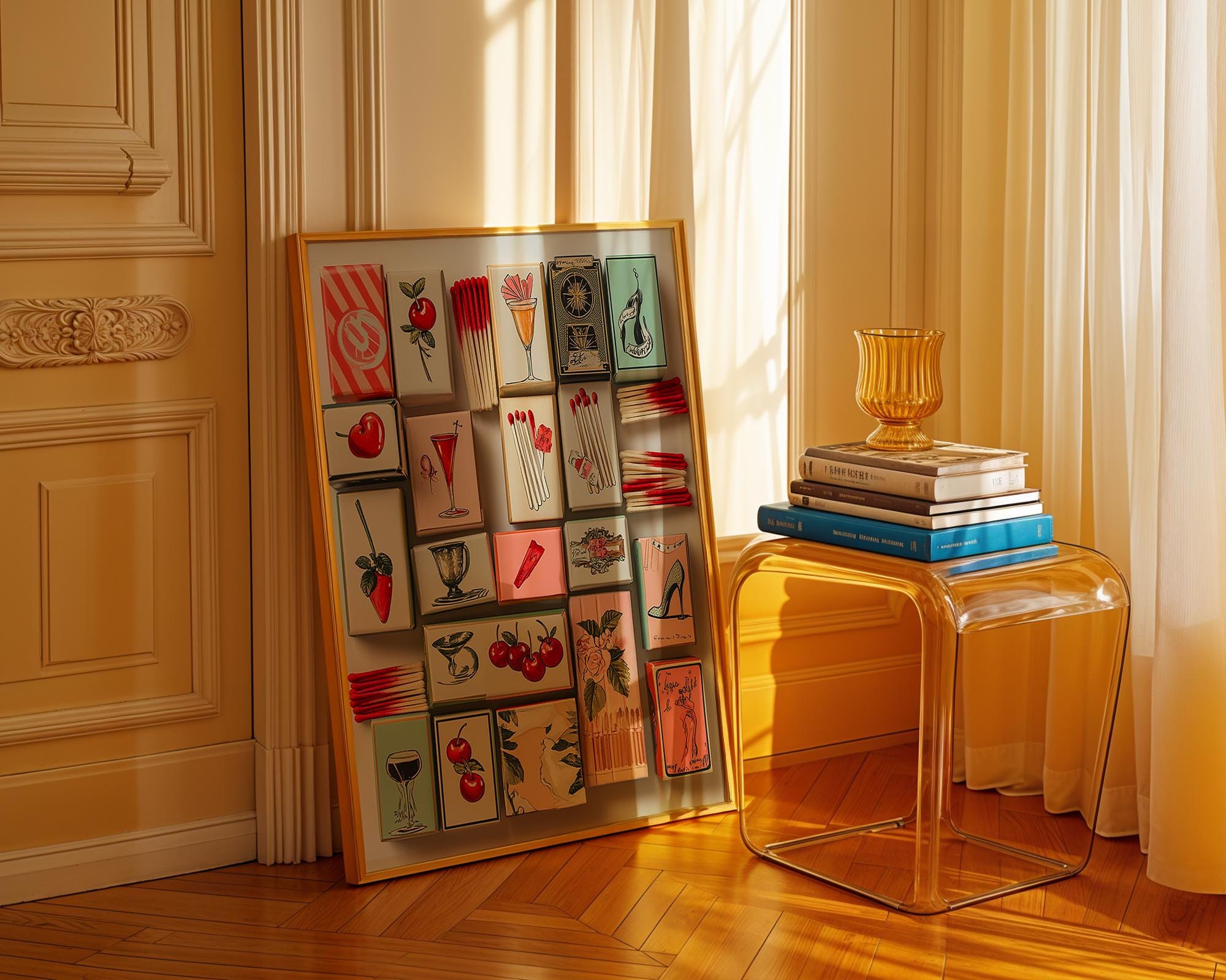 Vintage Matchbox Print, Retro Chic Poster, Trendy Kitchen Wall Art ...