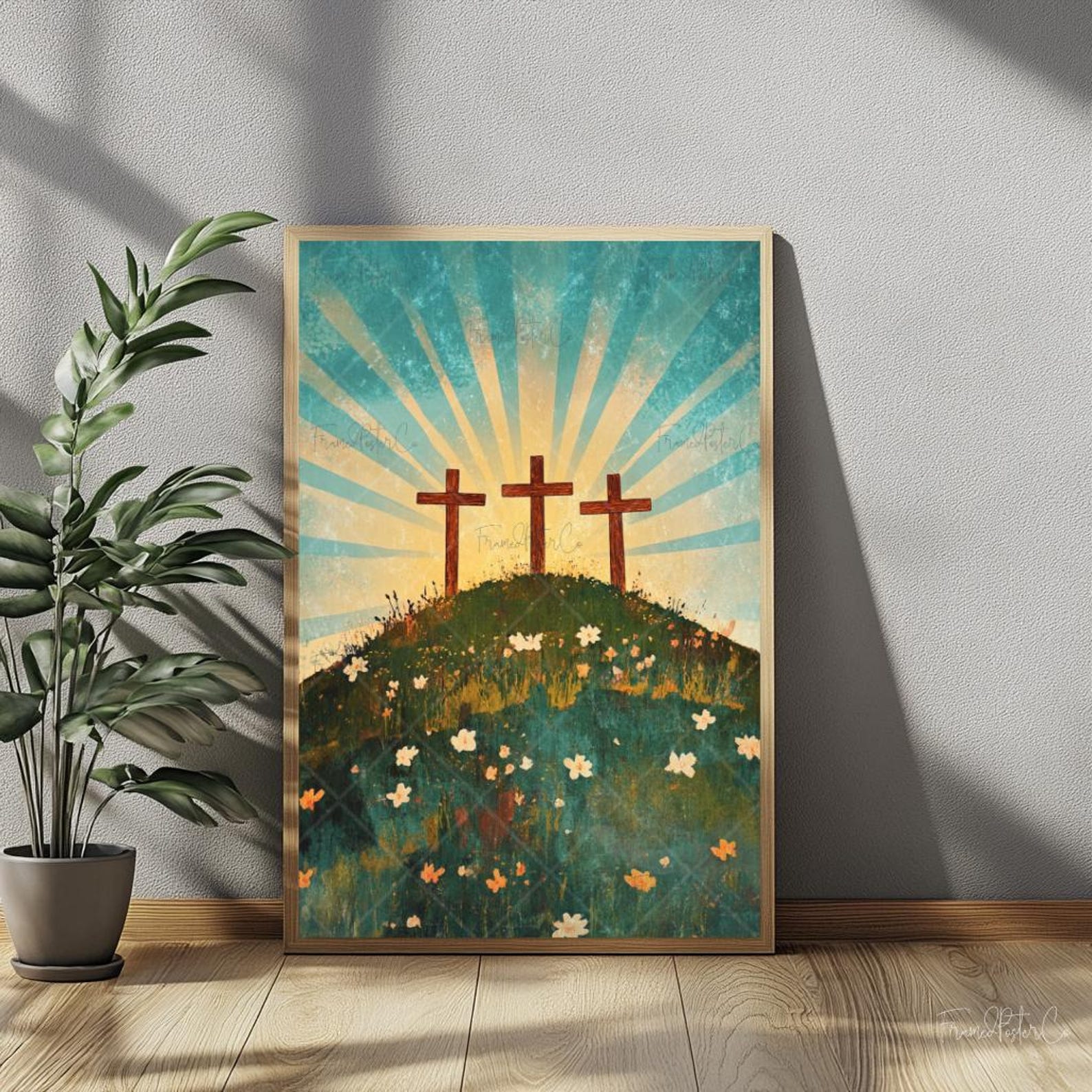 Three Crosses Easter Print Easter Christian Wall Art He is Risen Wall ...