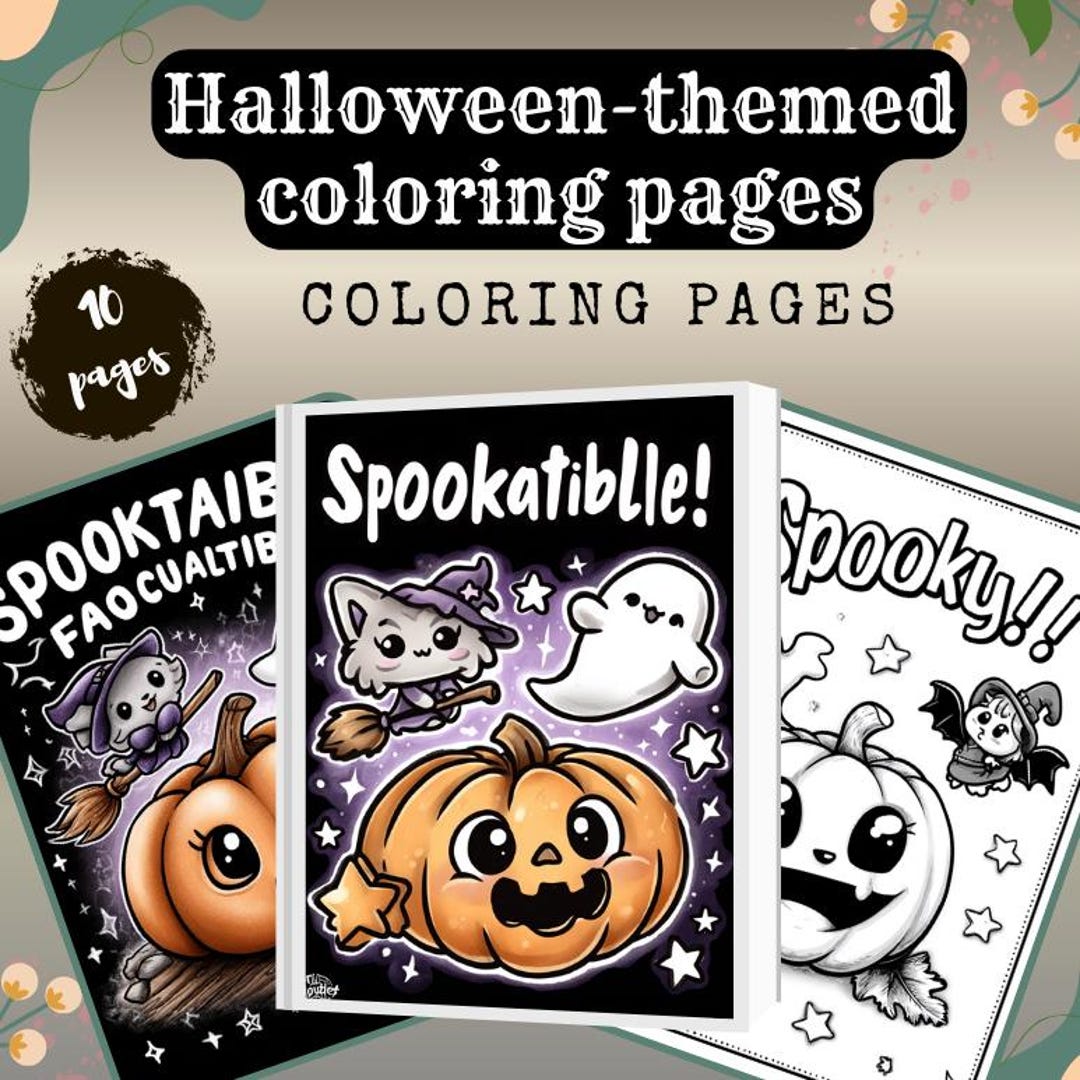 Kawaii Halloween Coloring Book: Spooky Pumpkin & Ghost Art (digital ...