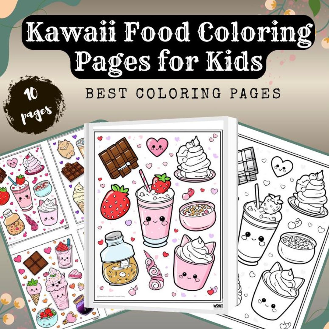 Kawaii Food Coloring Pages for Kids | Cute Dessert Coloring Book ...