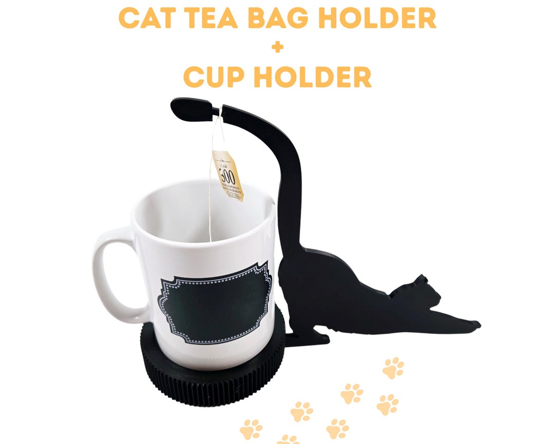 Cat Tea Bag Holder and Cup Holder, Cat Lovers Gift, Tea Lover Gift ...