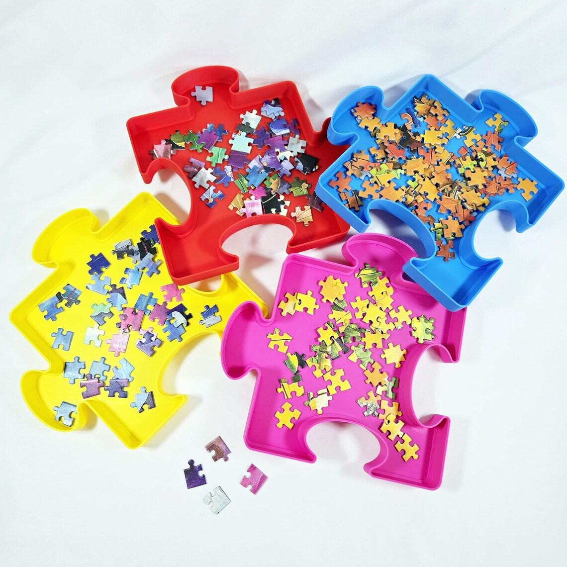 3D Print Puzzle Piece Organizer Stackable, Set of 4 Puzzle Trays ...