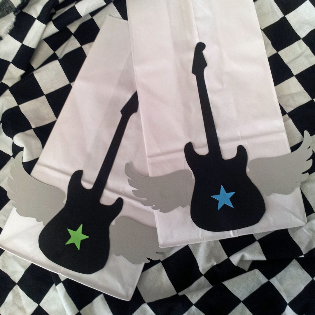 Guitar Treat Sacks Rocker Rock N Roll Rock Star Theme Birthday Party ...
