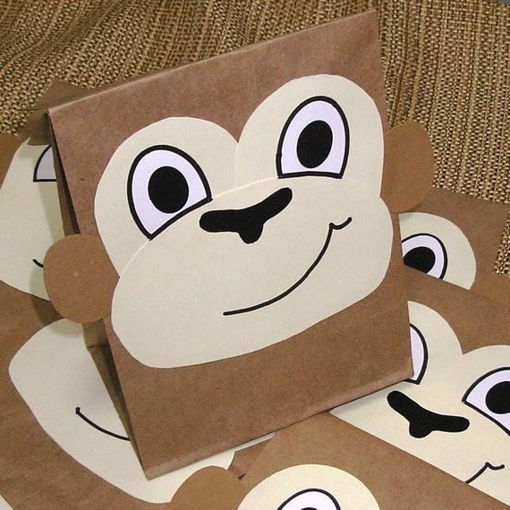 Monkey Treat Sacks - Jungle Zoo Safari Theme Birthday Party Favor Goody ...