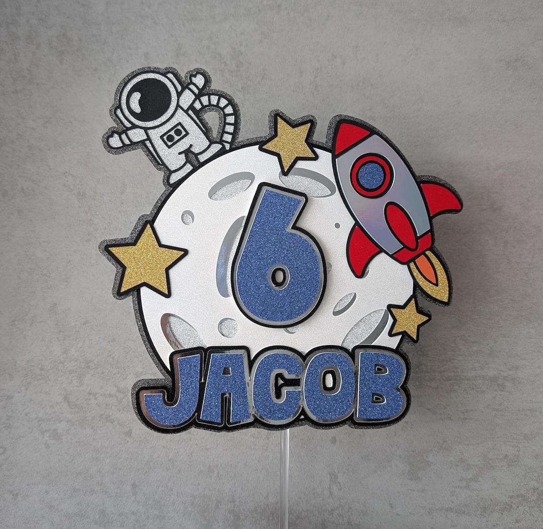 Personalised Space Birthday Cake Topper: 3D Birthday Party Decoration ...