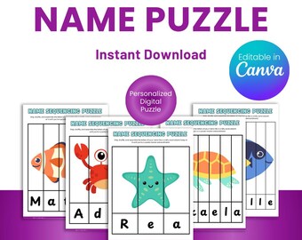 Animal Name Puzzle Template - Etsy
