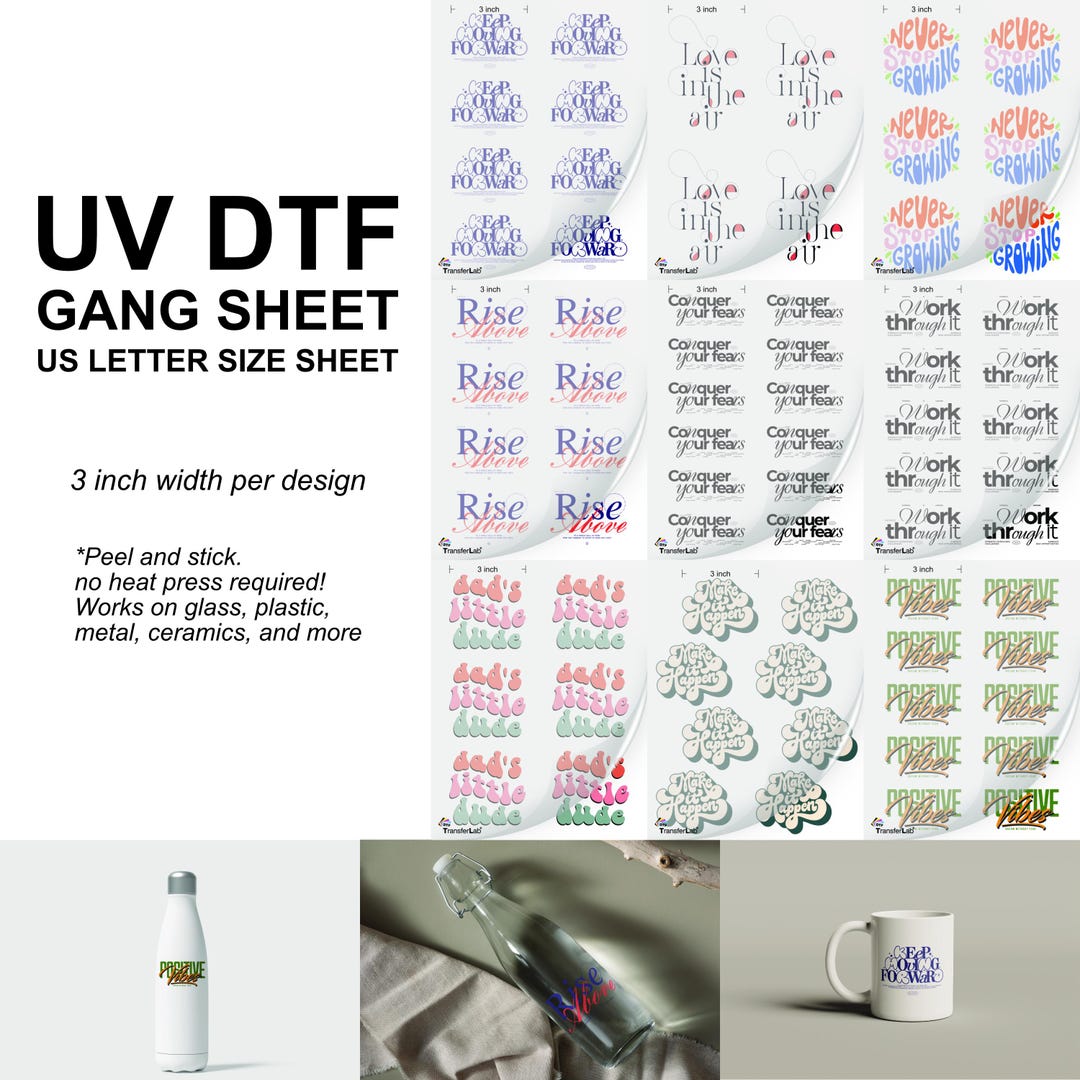 Pre-made Design | Gang Sheets | UV DTF Stickers | Ready to Apply | Easy ...