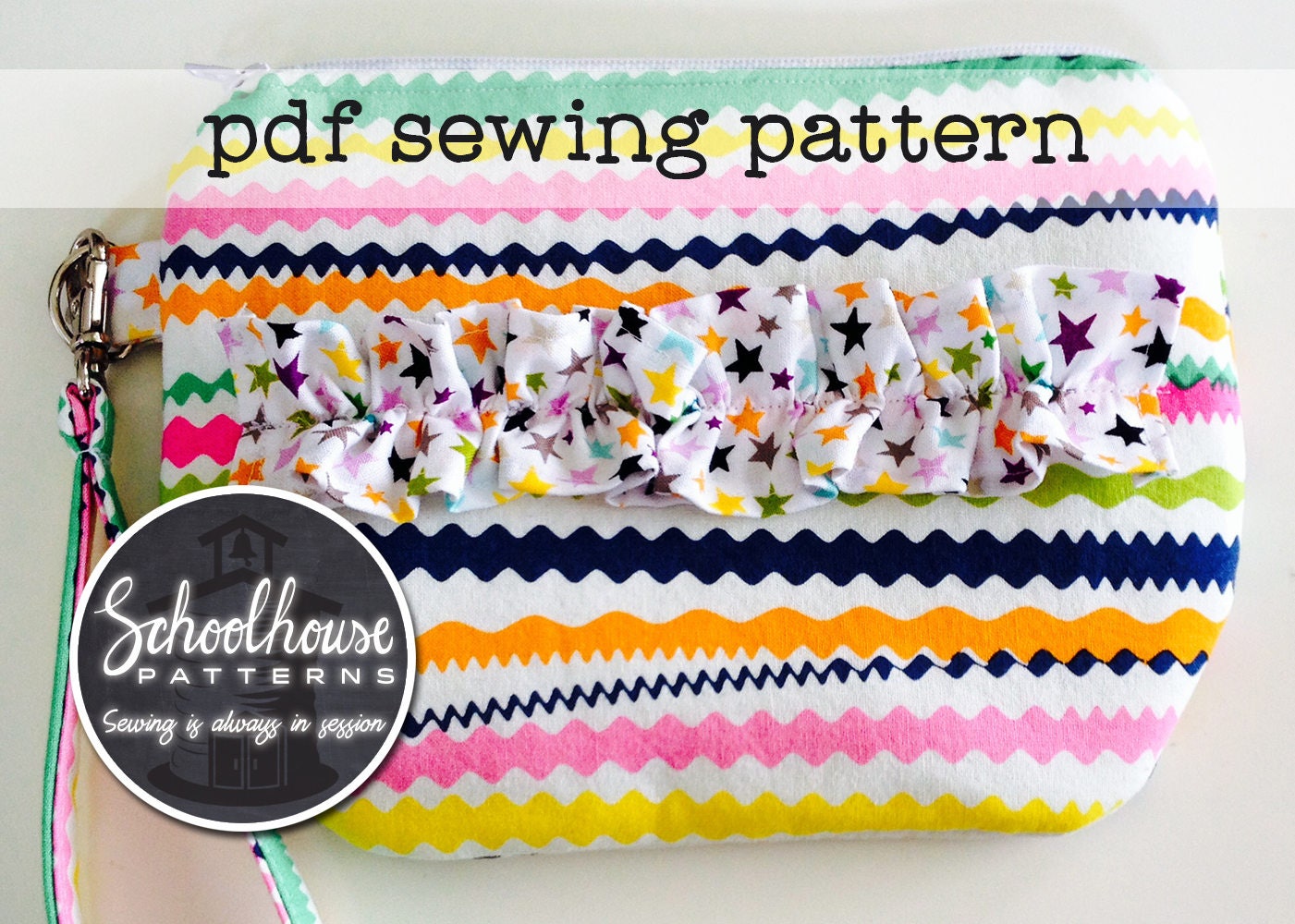 Ruffled Wristlet Sewing Pattern: Wallet Clutch With Strap (PDF Pattern ...
