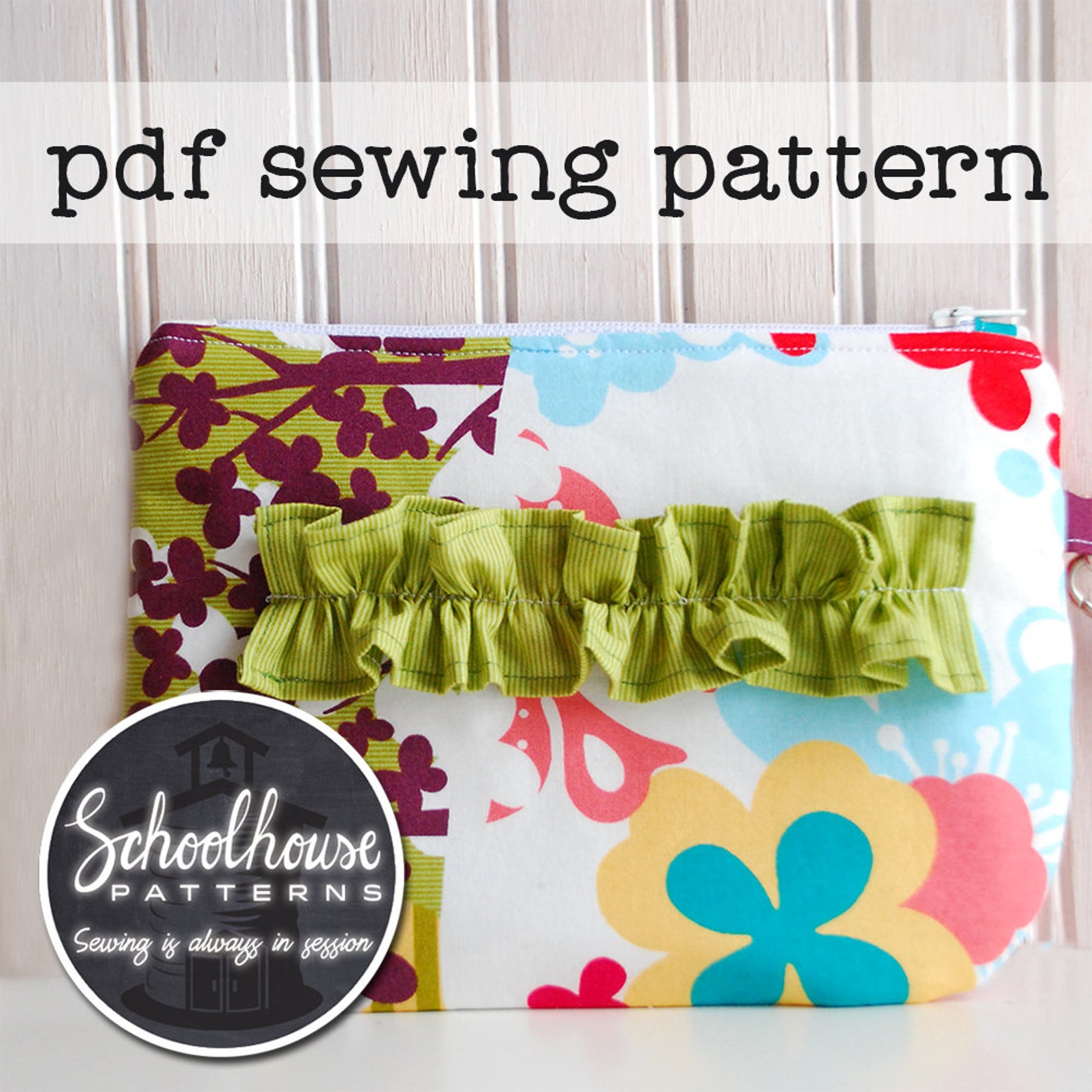 Ruffled Wristlet Sewing Pattern: Wallet Clutch With Strap (PDF Pattern ...