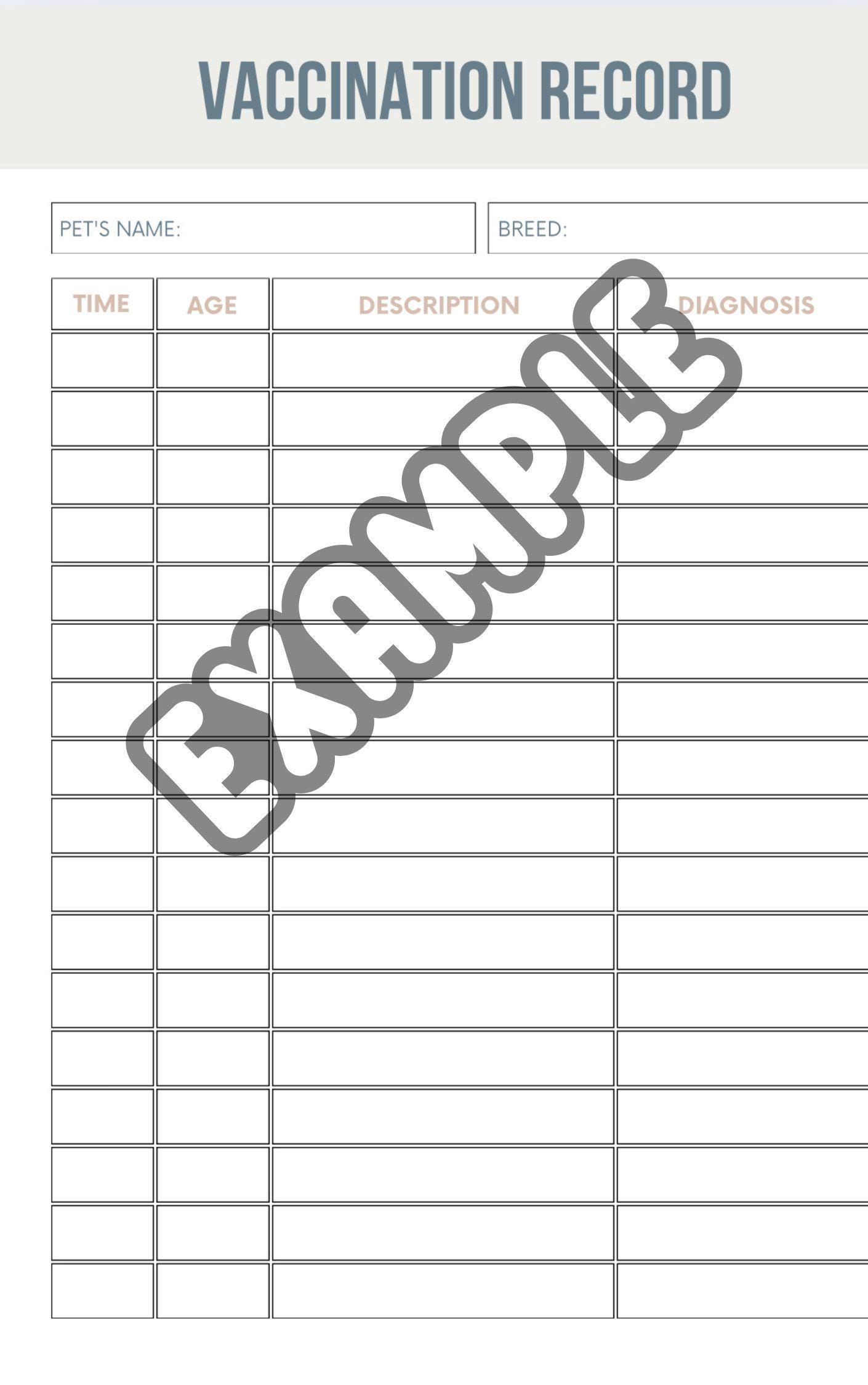 Printable Pet Care Log | Digital Download | Pet Health Tracker ...