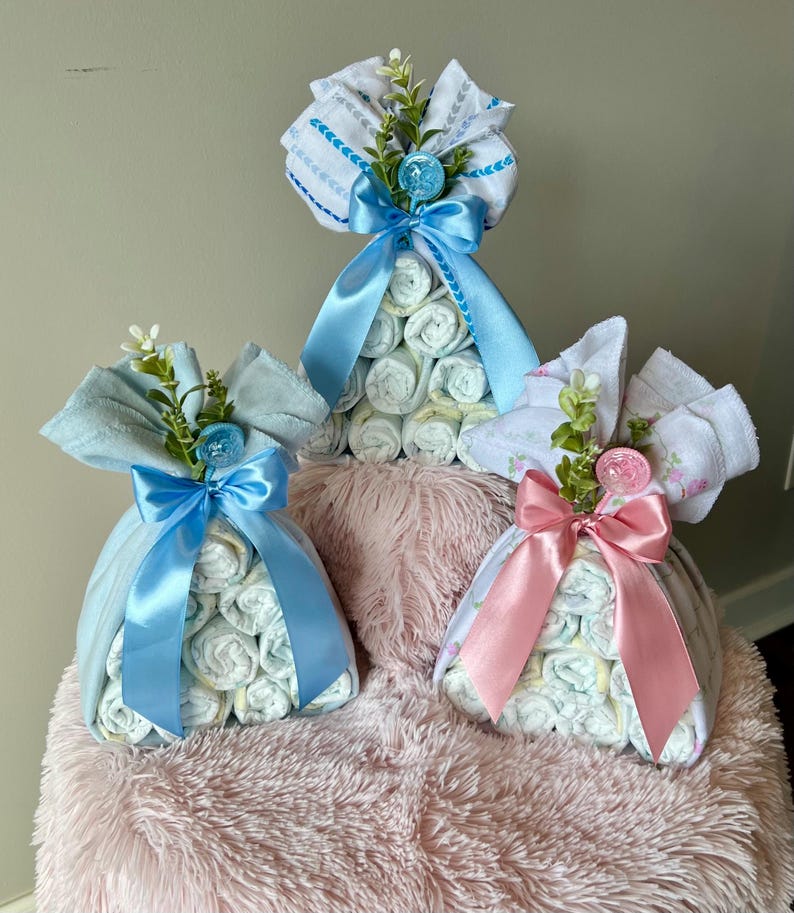 Diaper Bundle-small Diaper Cake-stork Drop-baby Shower Decoration - Etsy