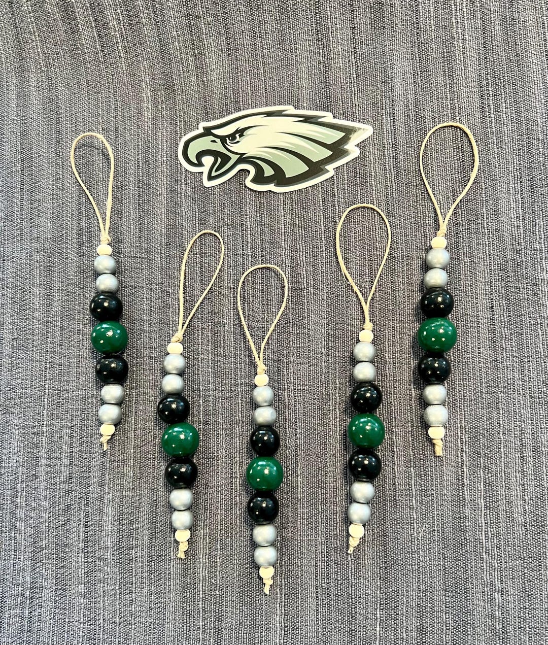 Set of 5 Philadelphia Eagles Ornaments-nfl Team Spirit Beaded Christmas ...
