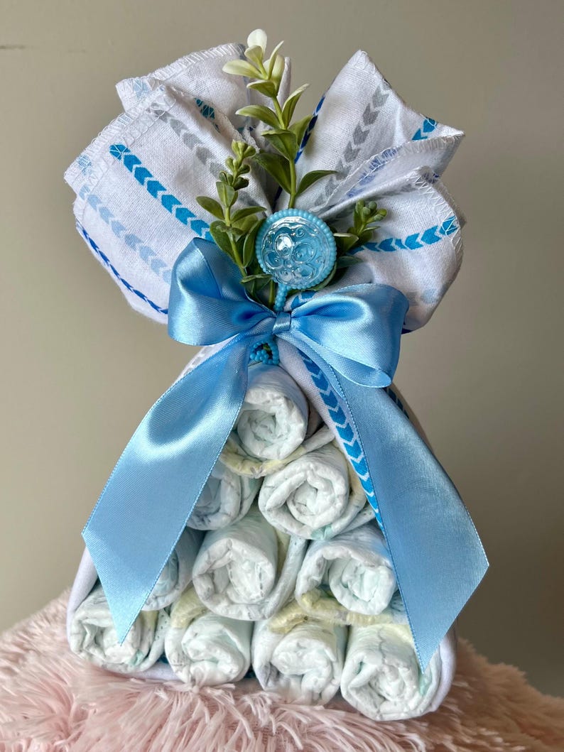 Diaper Bundle-small Diaper Cake-stork Drop-baby Shower Decoration - Etsy