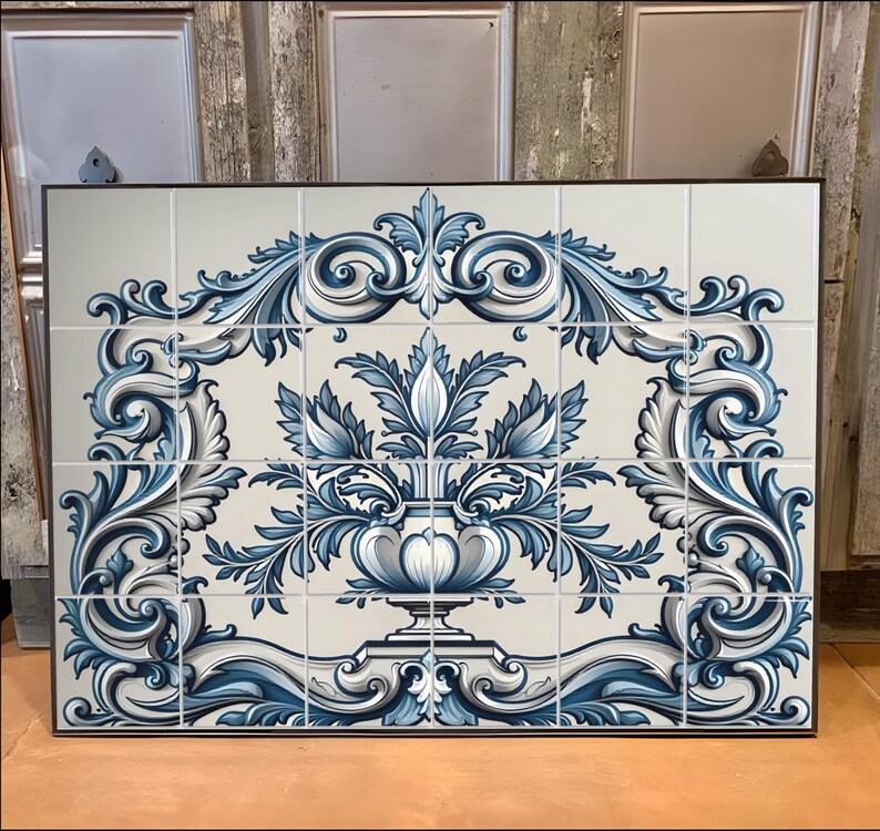 Portuguese Delft Blue Tile Mural – Hand-glazed Ornate Ceramic Panel - Etsy