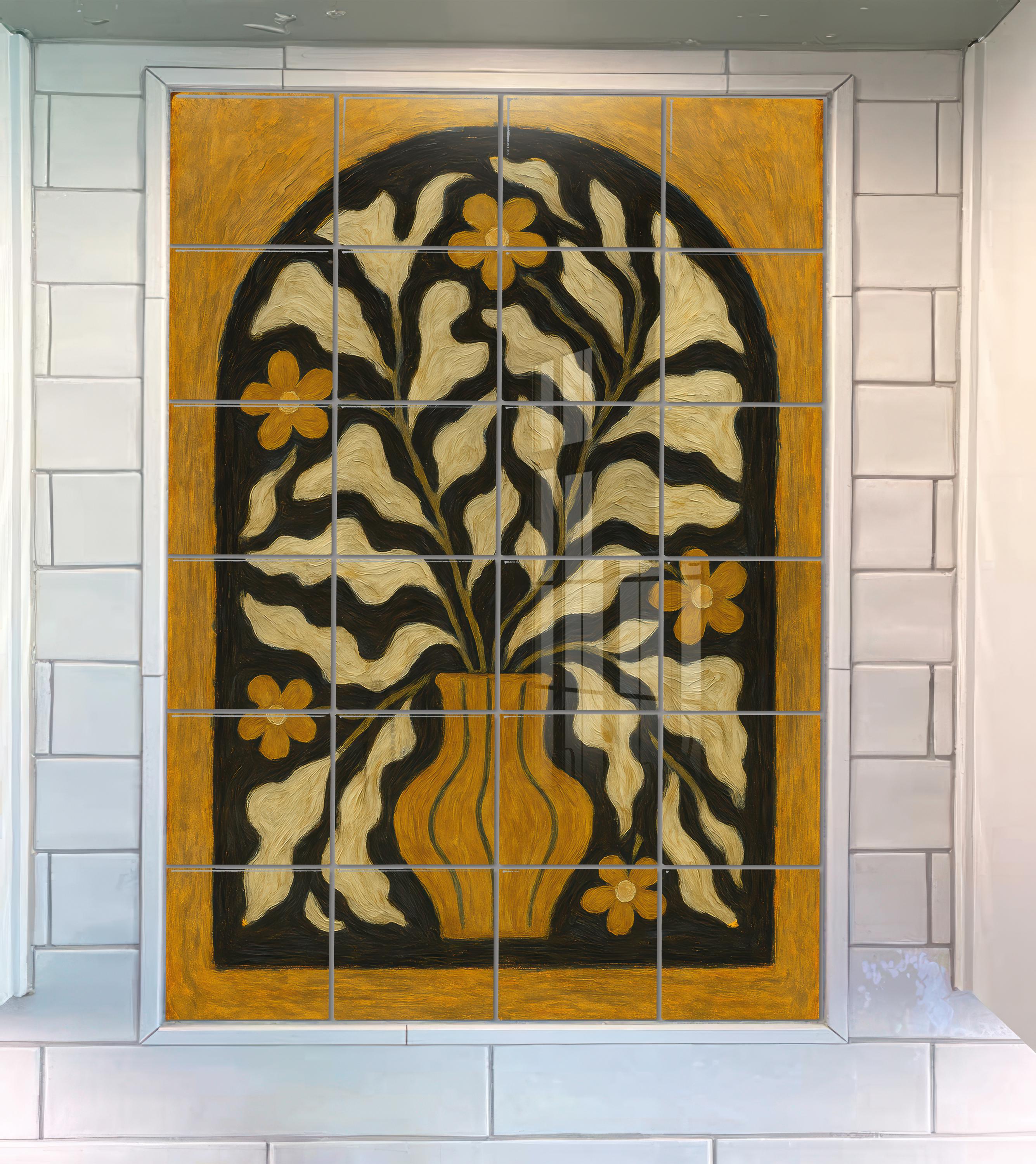 Handmade Arched Floral Tile Mural – Hand-glazed Boho Wall Tiles - Etsy