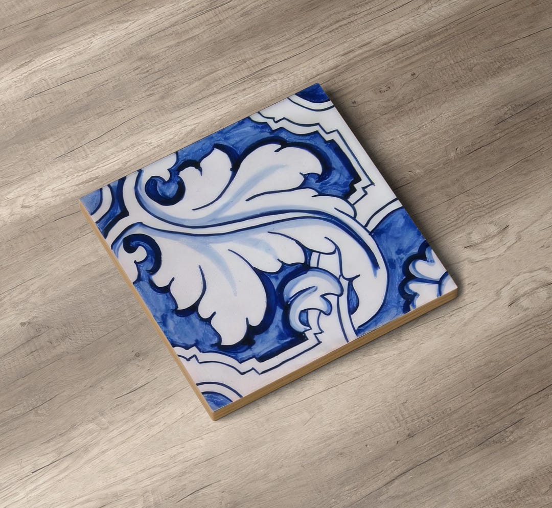 Portuguese Azulejo Handcrafted Wooden Wall Tile Artwork | Ornate Rustic ...