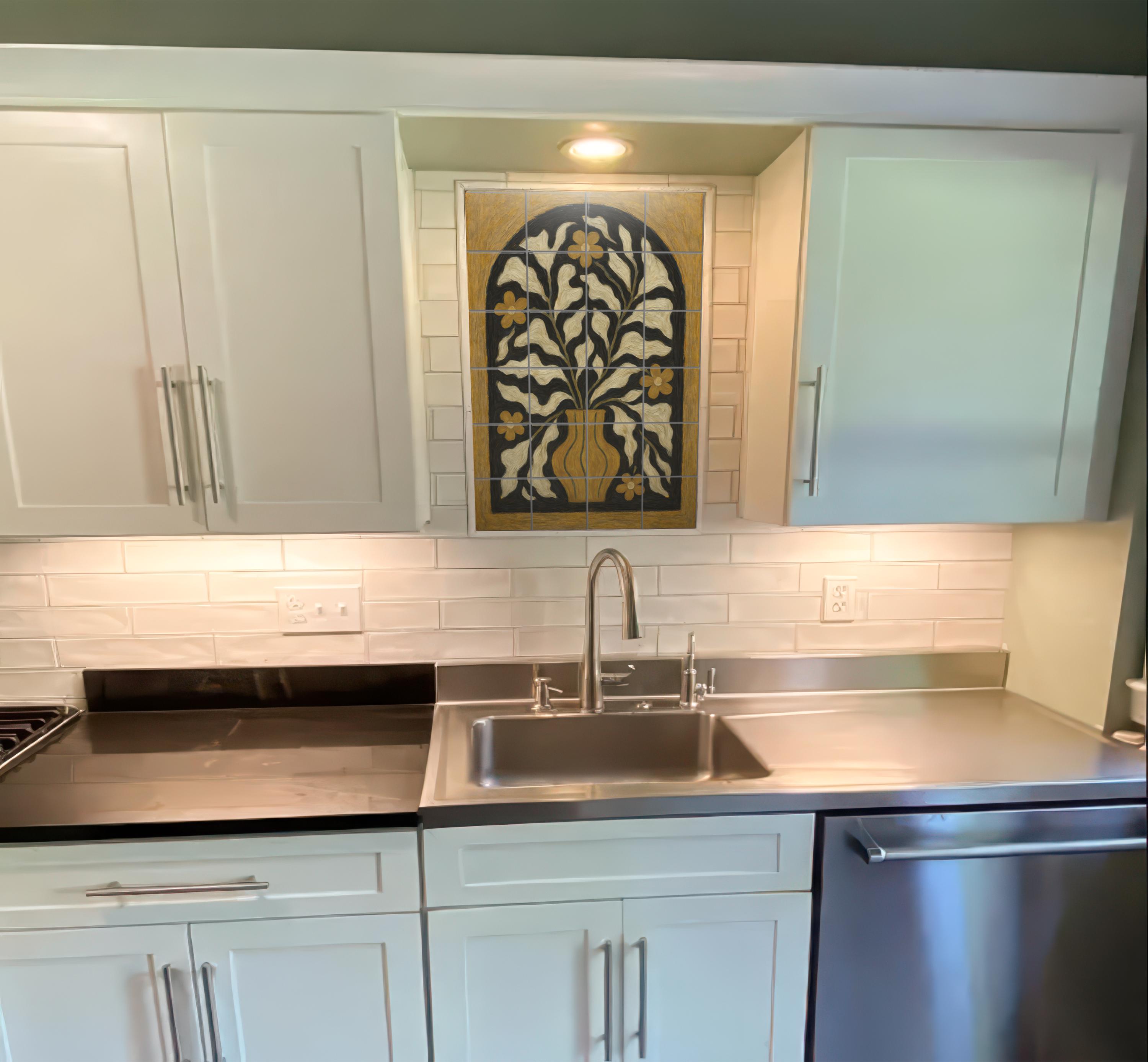 Handmade Arched Floral Tile Mural – Hand-glazed Boho Wall Tiles - Etsy