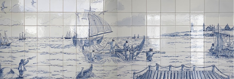 Exclusive Handmade Ceramic Tile Mural 102 Tiles, Custom Kitchen ...