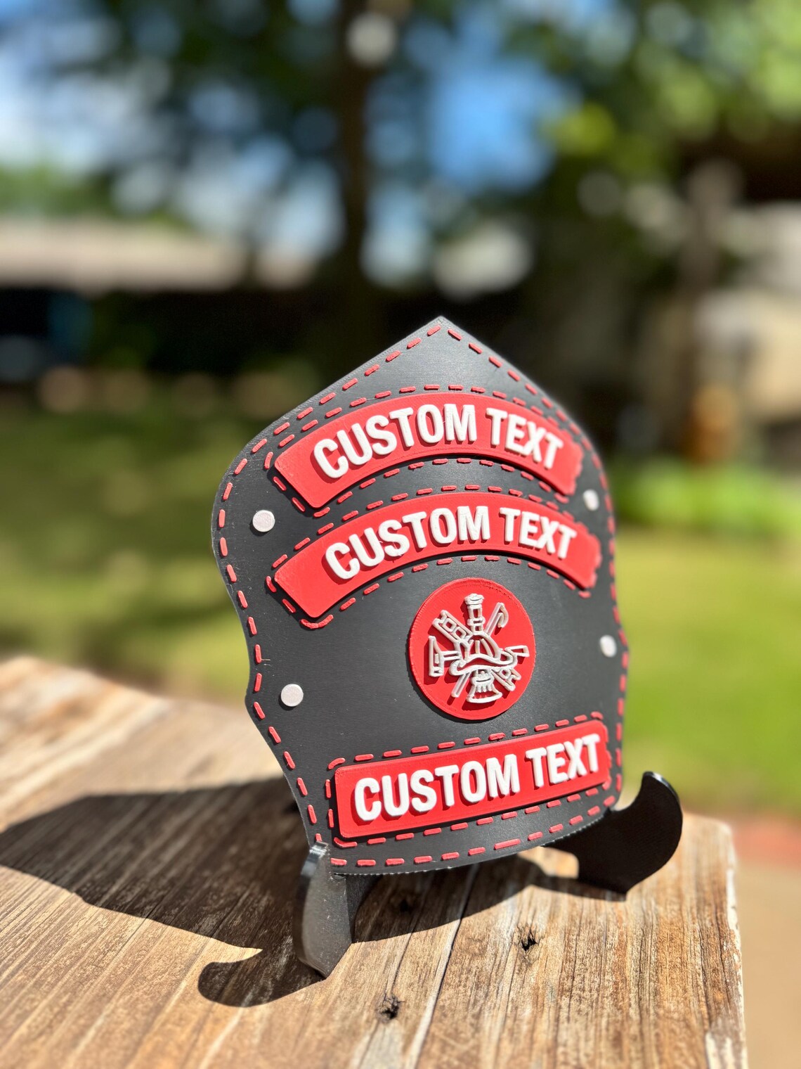 Personalized Firefighter Helmet Shield - Custom Bugles & Text, Display ...