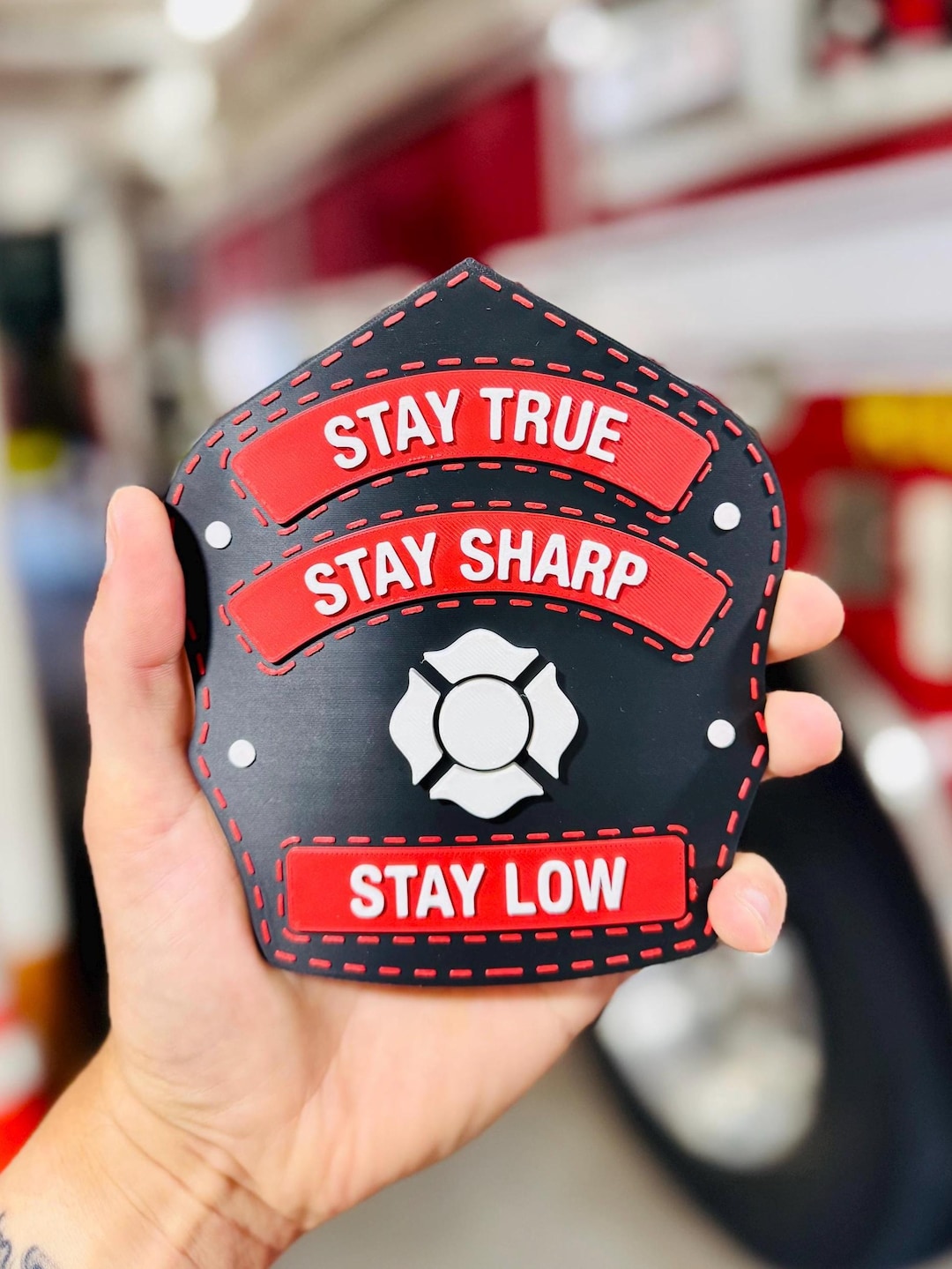 Firefighter Replica Helmet Shield – Stay True, Stay Sharp, Stay Low ...