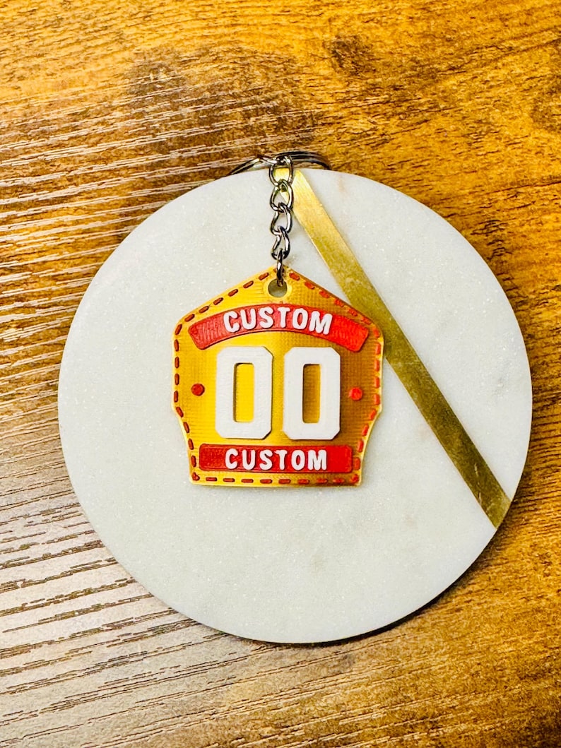 Custom Firefighter Helmet Shield Keychain: 3D Printed PLA Shield, Bag ...