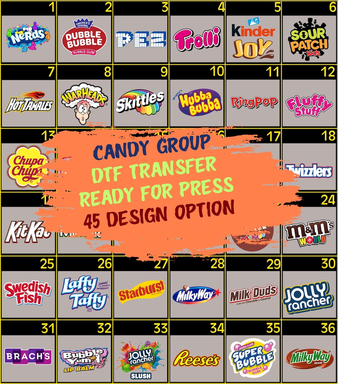 Vintage Candy Bar Birthday Costume DTF Transfers Ready to Press for Tee ...