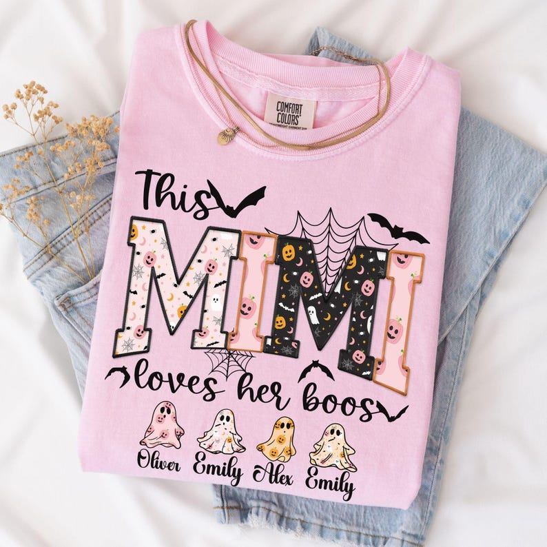 Personalized Halloween Mimi Shirt: Comfort Colors Ghost Grandkids Names ...