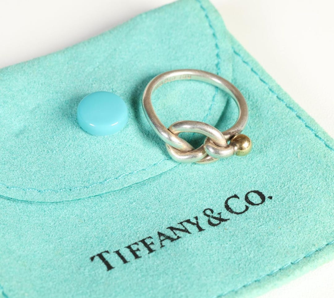 Tiffany & Co Sterling Silver 18k Gold Love Knot Pretzel Ring, Size 5 Designer Jewelry (out of ...