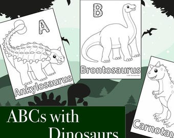 Dinosaur Alphabet Coloring Pages - Etsy