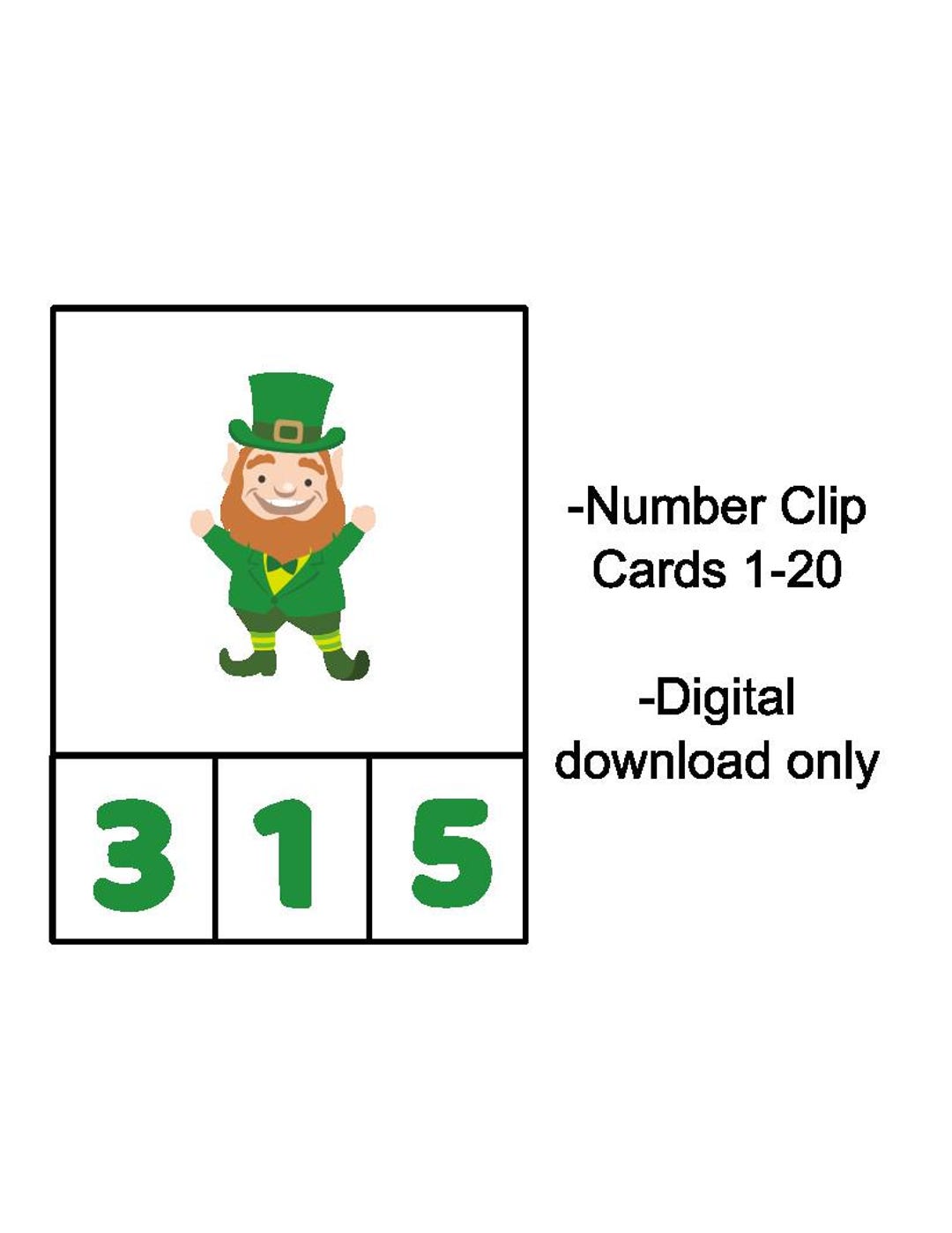 St. Patricks Day Number Clip Cards - Etsy
