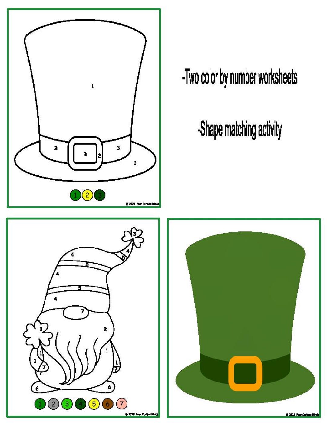 St Patricks Day Color by Number and Shape Matching - Etsy