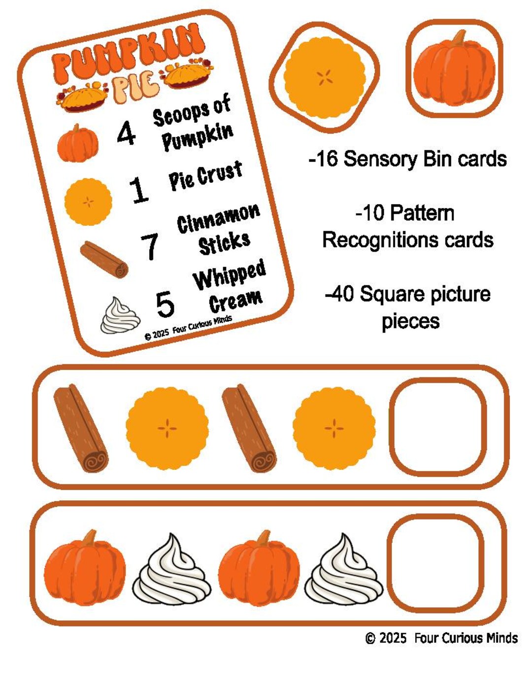 Pumpkin Pie Sensory Bin Printables | Montessori Fall Activities (PDF ...