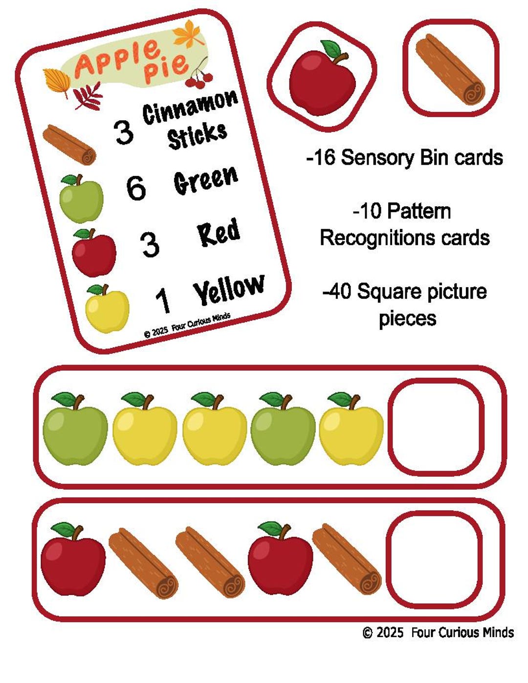 Apple Pie Sensory Bin Printable | Fall Toddler Activity (digital ...