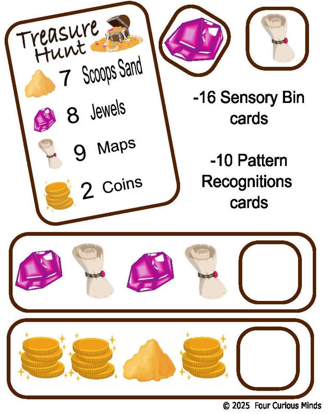 Treasure Hunt Sensory Bin and Patterns - Etsy