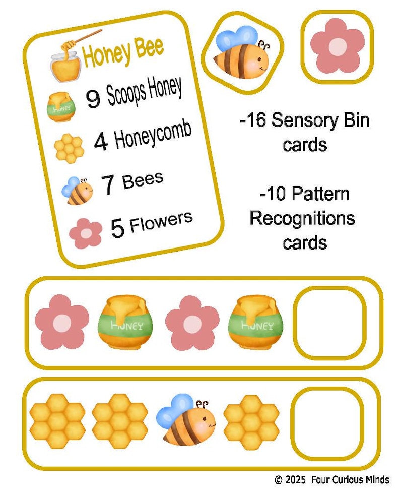 Honey Bee Sensory Bin and Pattern Cards - Etsy