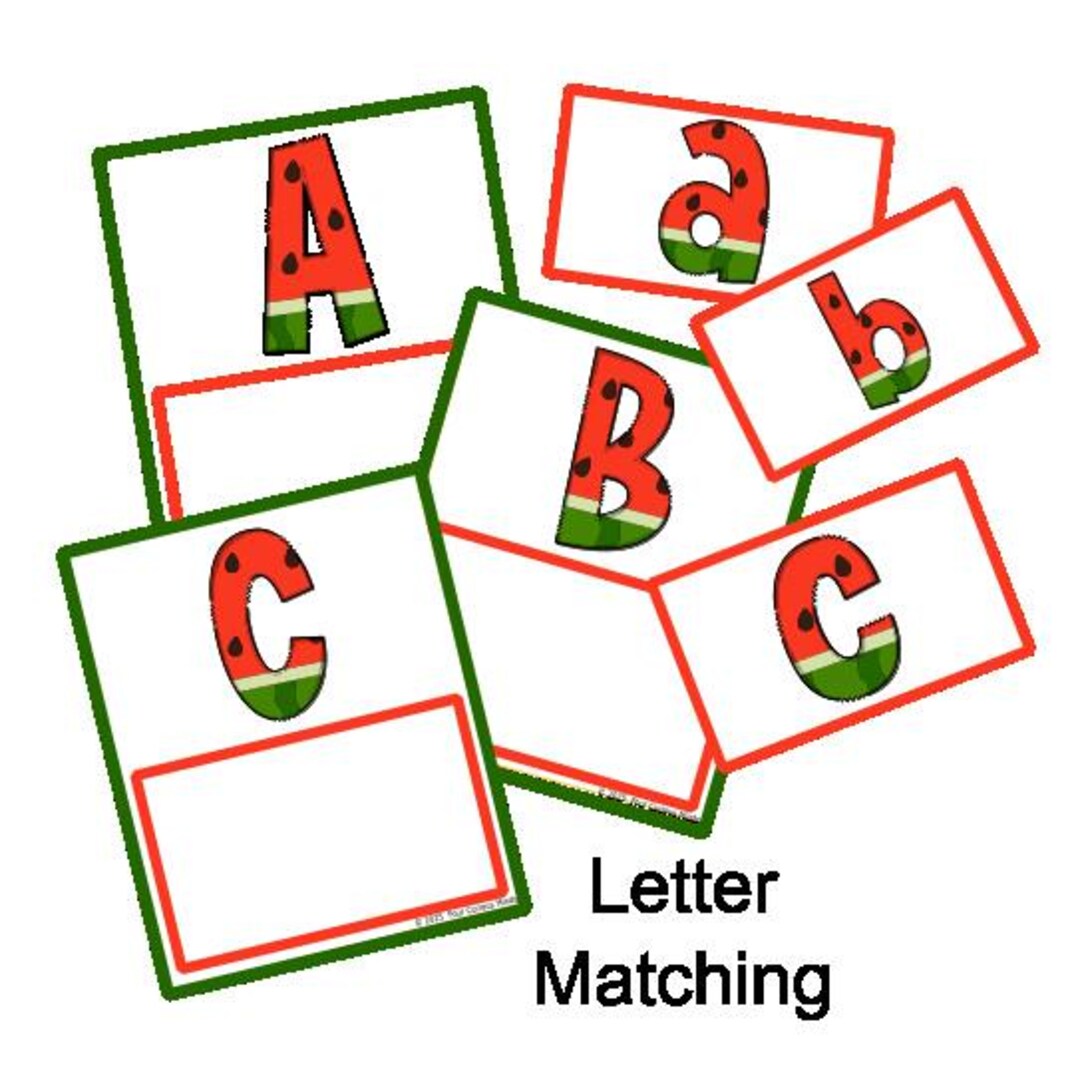 Watermelon Letter Matching Game – Uppercase & Lowercase Alphabet Cards ...