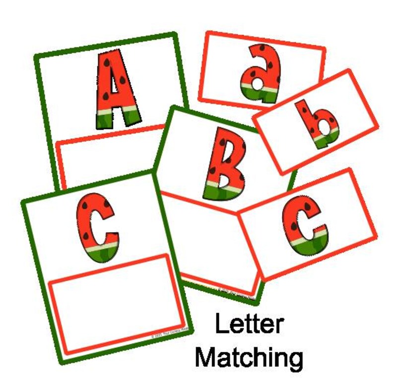 Watermelon Letter Matching Game – Uppercase & Lowercase Alphabet Cards ...