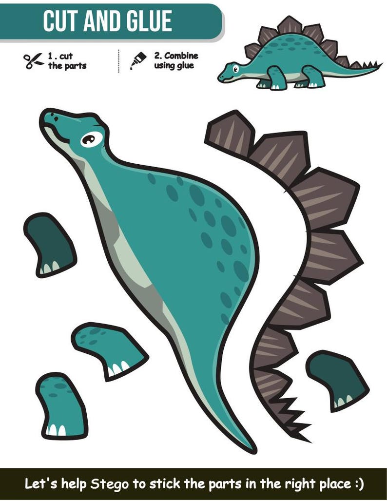 Dinosaur Cut and Glue Activity – 6 Printable Dinosaurs | Digital ...