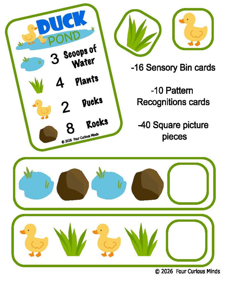 Duck Pond Sensory Bin Printable, Preschool Counting, Sorting Activity ...