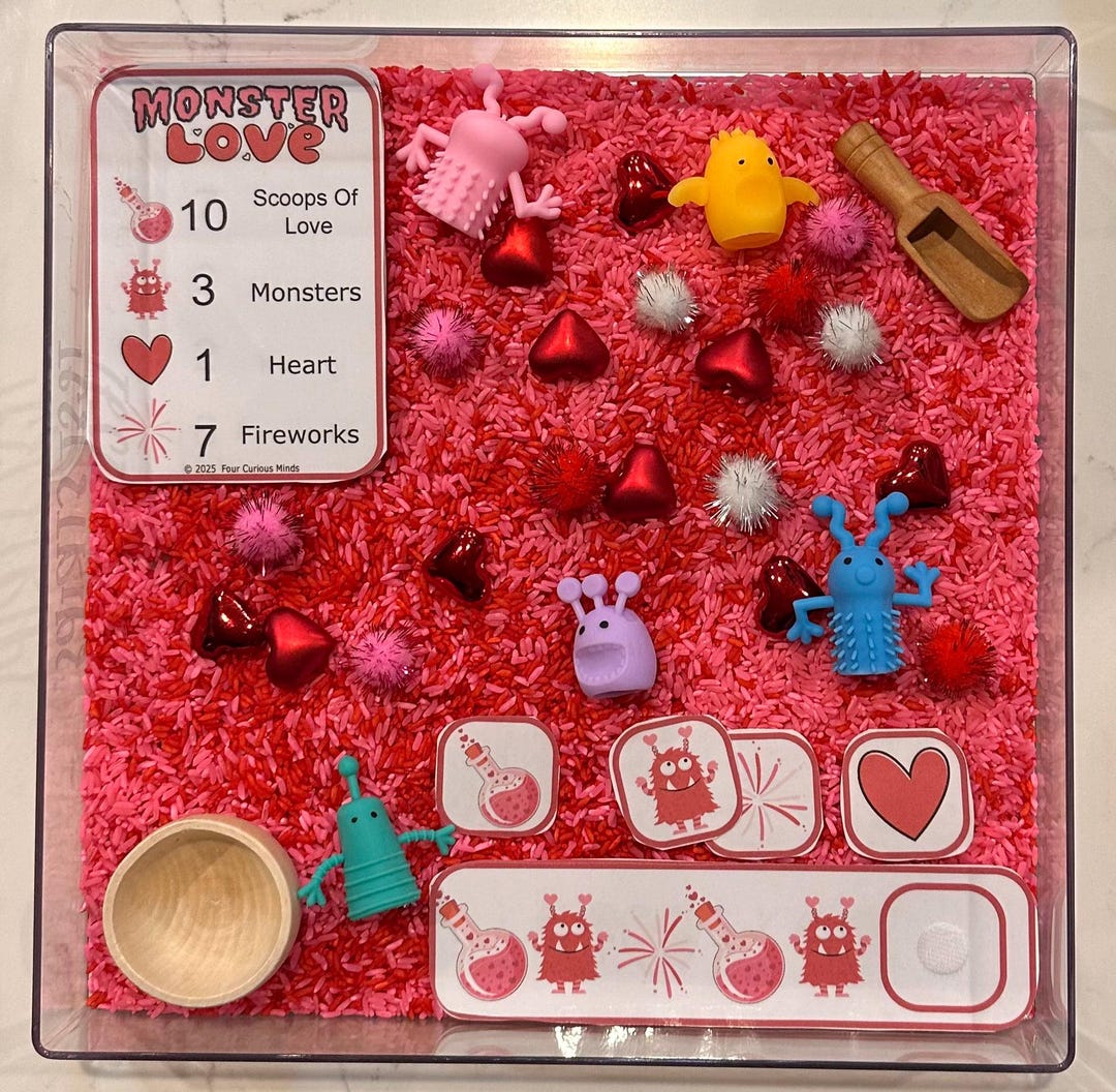 Monster Love Sensory Bin Kit | Valentine's Preschool Activity - Etsy