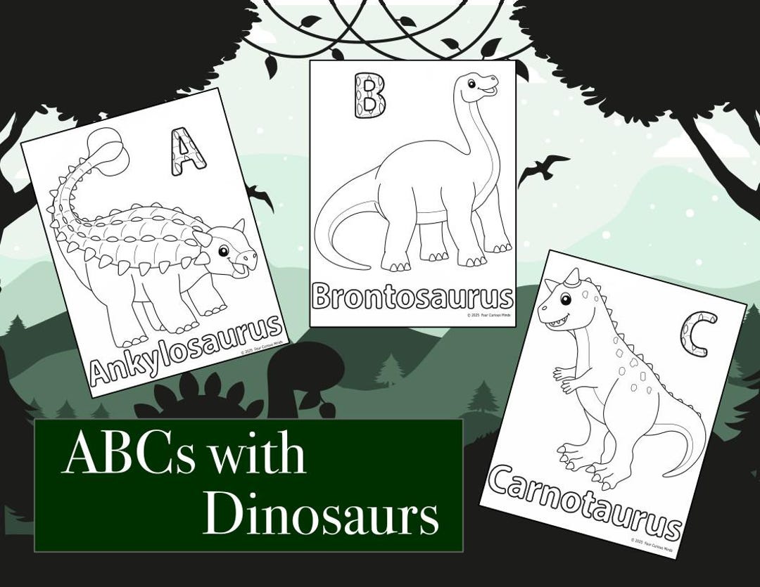 Dinosaur Alphabet Coloring Pages - Etsy