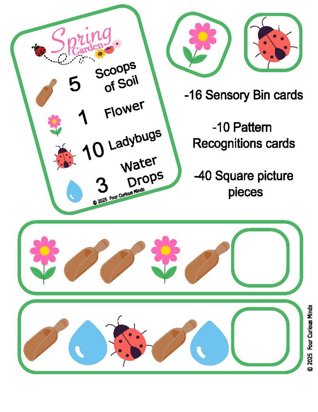 Spring Garden Sensory Bin Cards and Patterns - Etsy