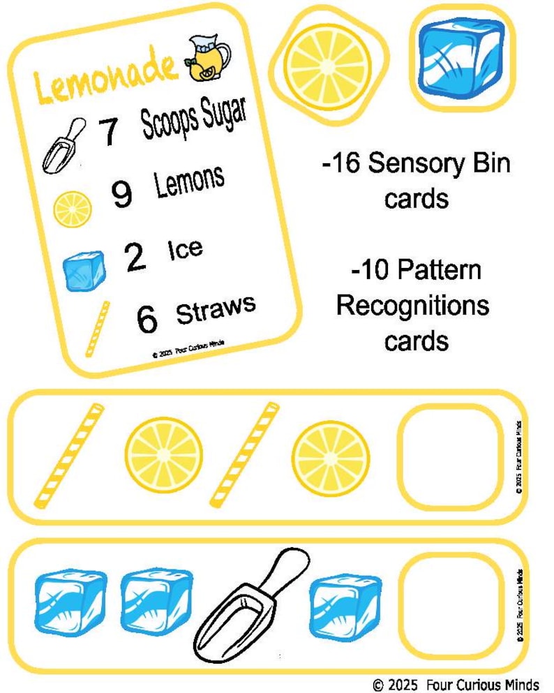 Lemonade Sensory Bin and Pattern Cards - Etsy