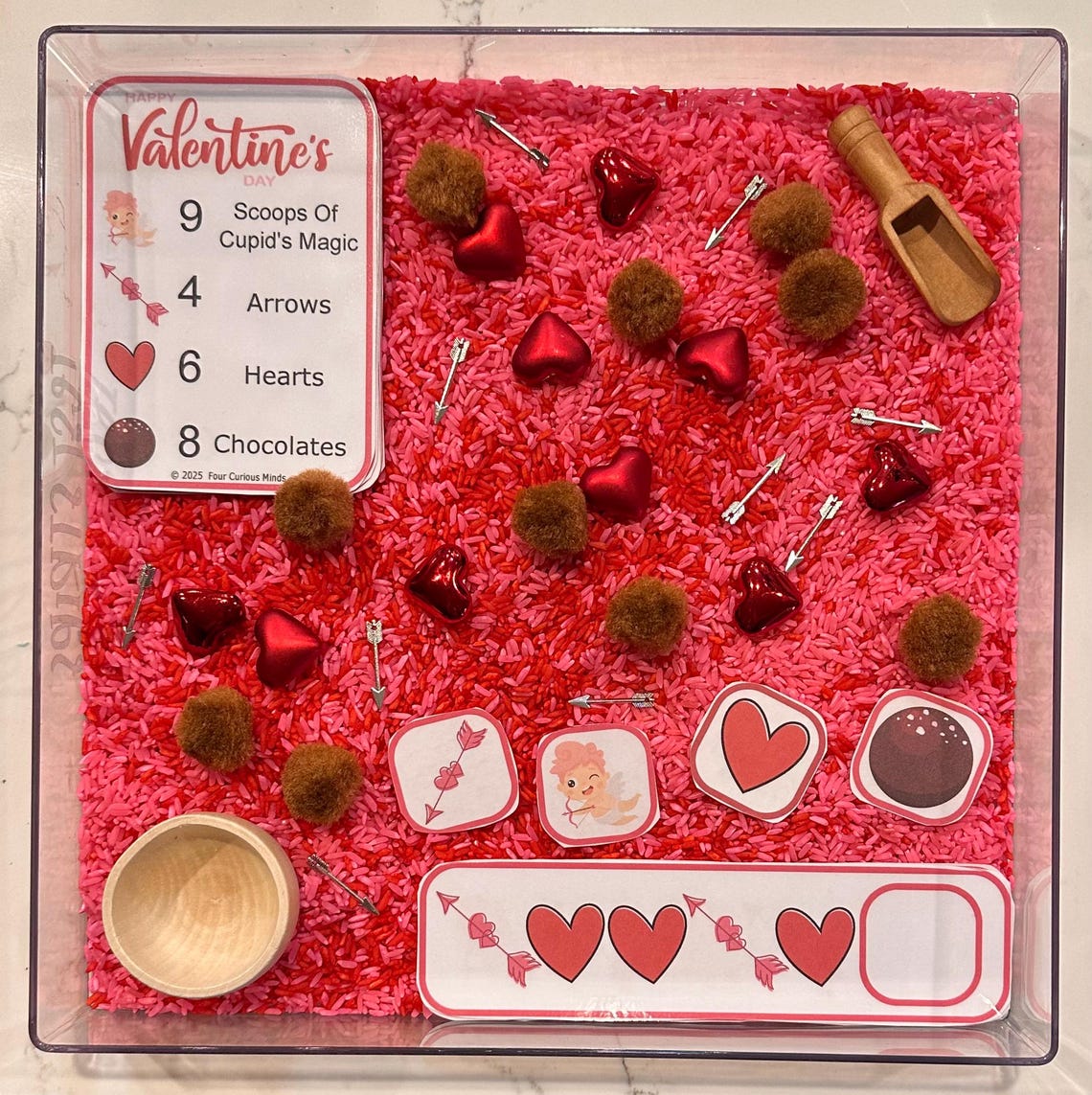 Valentine Sensory Bin Kit for Toddlers | Montessori Valentine Activity ...