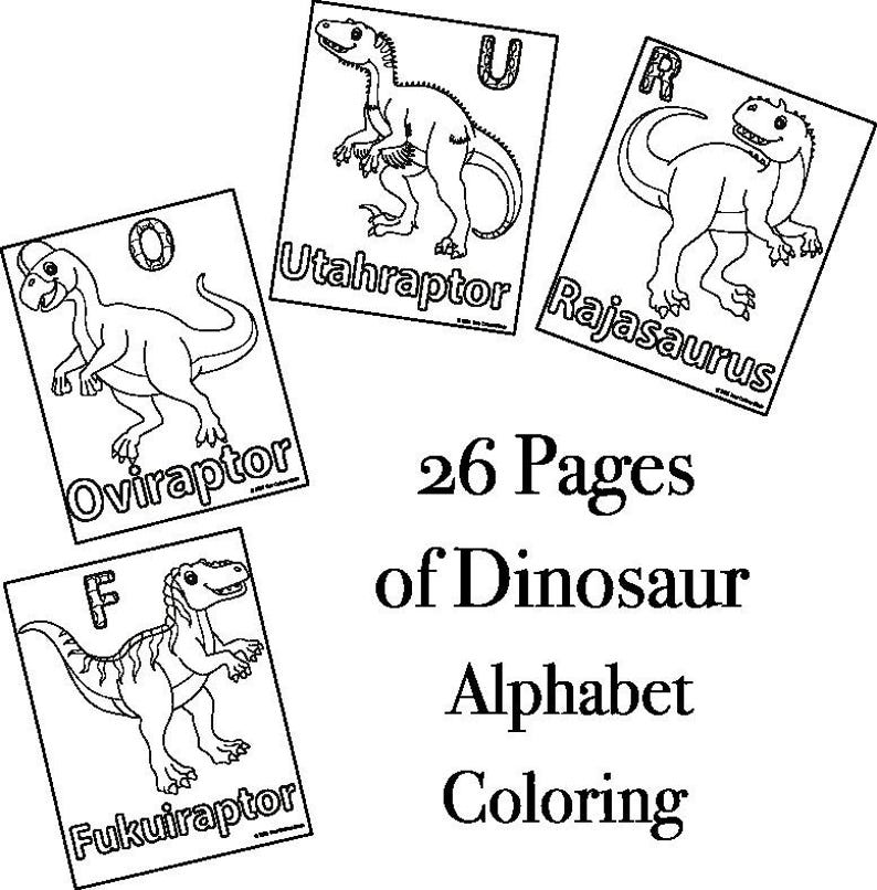 Dinosaur Alphabet Coloring Pages - Etsy