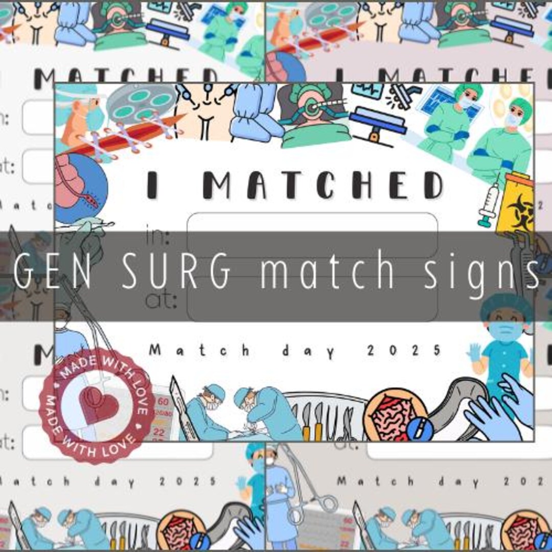 GENERAL SURGERY Match Day Sign 2025 (digital File), Residency Match ...