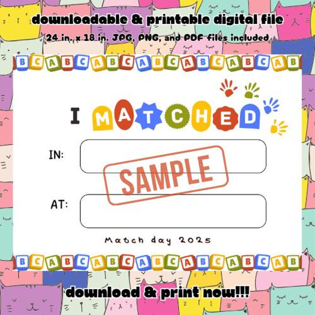 Match Day Sign for the 2025 Residency Match (digital File) PEDIATRICS ...